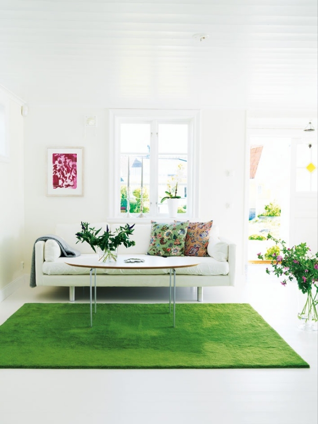 Fraîches et cool - 20 idées salle de séjour en vert et blanc